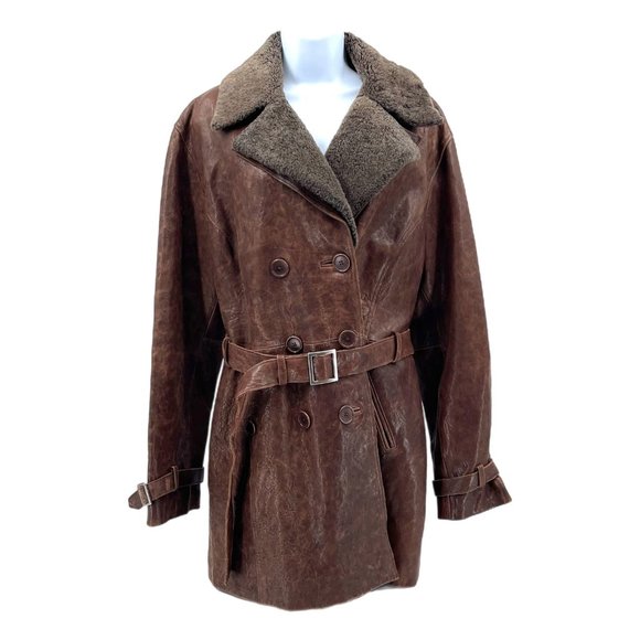 Sundance | Jackets & Coats | Sundance Brown Belted Leather Coat ...